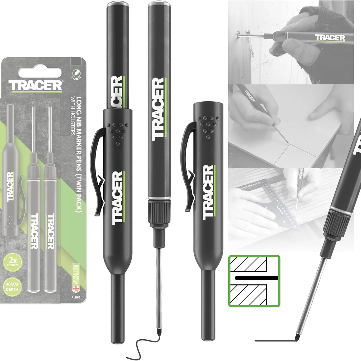 Tracer Long Nib Precision Construction Marker Pens - Pack of 2 – MANA